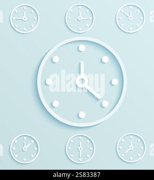 Mechanical clock template. Watch and timepiece. Circle and rounded ...