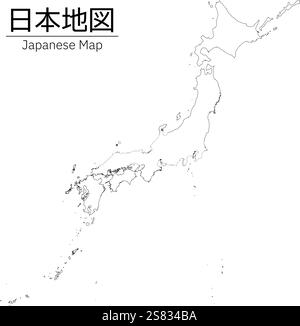Realistic Japan Map White Map without Prefectural Borders, Vector ...