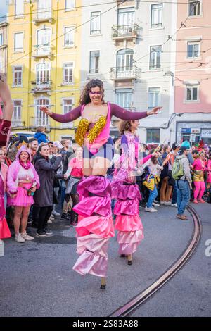 Carnival parade in streets of Lisbon by artistic collective Clandestine ...