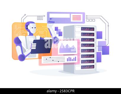 AI-Enhanced Data Analytics abstract concept vector illustration Stock ...