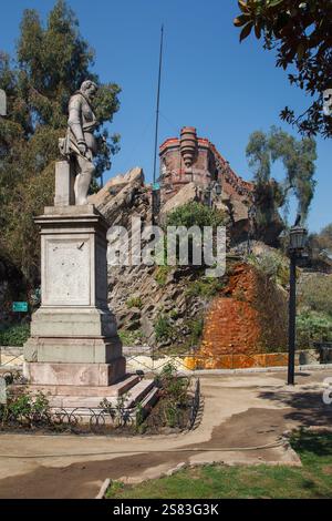 The Castillo Hidalgo fortfied walls ruins in Cerro de Santa Lucia hill ...