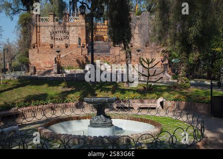 The Fountain and Castillo Hidalgo fortfied walls ruins in Cerro de ...