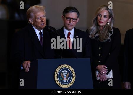 Speaker of the House Mike Johnson, R-La., attends a news conference on ...