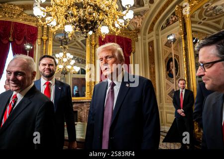 Vice President JD Vance leaves after a visit to ALTA Refrigeration Inc ...