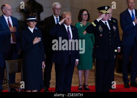 Washington, DC. 20th Jan, 2025. (L-R) Barron Trump and Melania Trump ...