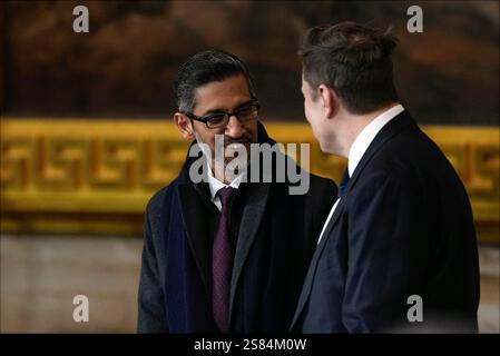 Google CEO Sundar Pichai talks with Elon Musk before the 60th ...