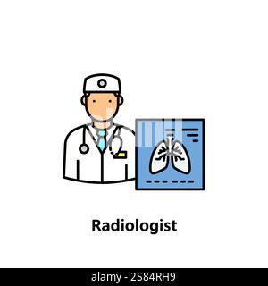 Vector Icon of a Pulmonologist Holding a Lung Icon: Symbol of ...