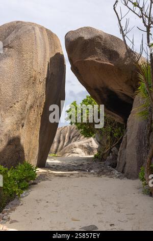 Famous Anse Source D'Argent beach on the La Digue island, Seychelles ...