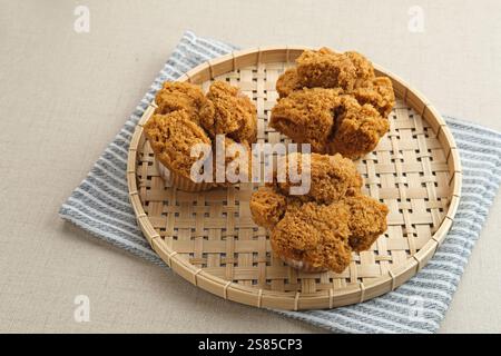 Bolu Kukus Gula Jawa (brown sugar steamed sponge cake), a traditional ...
