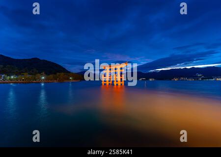 Itsukushima Jinja, 16th century Shinto shrine, torii gate appears to ...