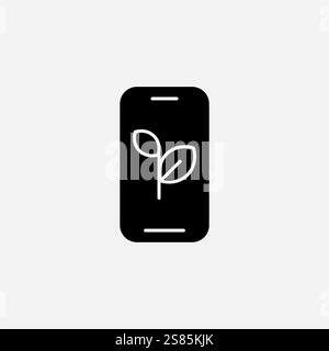 Eco phone from recycle materials and leaf icon line, free energy ...