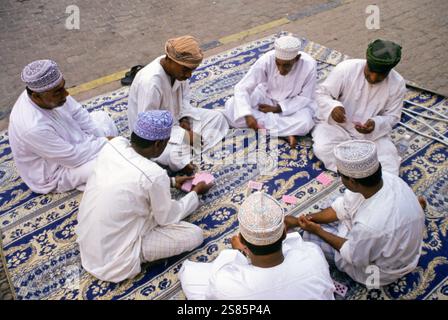 Men playing card games, Rustaq, Sultanate of Oman, Arabian Peninsula ...