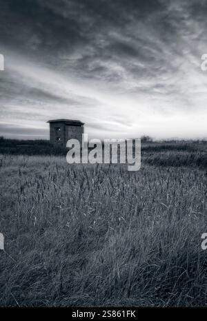 WW2 defence tower on the Suffolk coast Stock Photo - Alamy