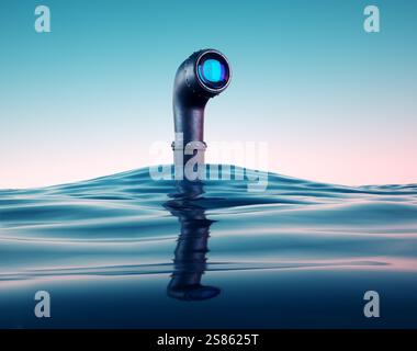 Periscope above the water. This is a 3d render illustration Stock Photo ...