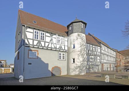 Small castle built in 1564, historic half-timbered house with oriel and ...