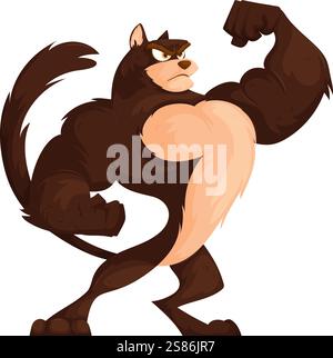 Muscular Cartoon Cat Flexing Biceps Stock Vector Image & Art - Alamy