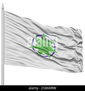 Aomori Capital City Flag on Flagpole, Flying in the Wind, Isolated on ...