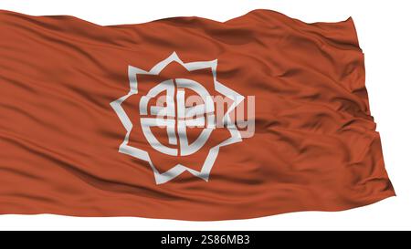 Isolated Fukushima Flag, Capital of Japan Prefecture, Waving on White ...