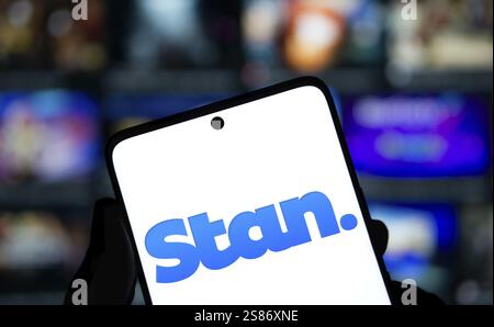 Stan logo is displayed on smartphone. Stan is an australian ...