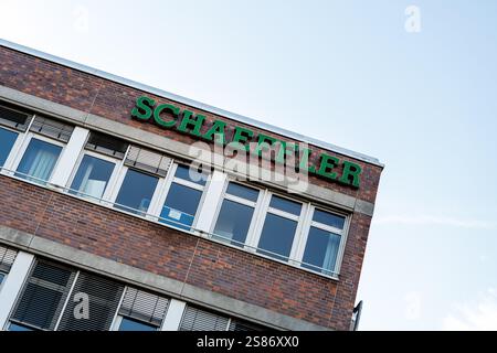 In this photo illustration, the Schaeffler Group logo is seen displayed ...