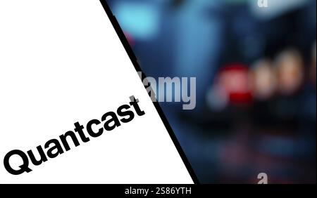 Quantcast logo is displayed on smartphone. Quantcast is an American ...