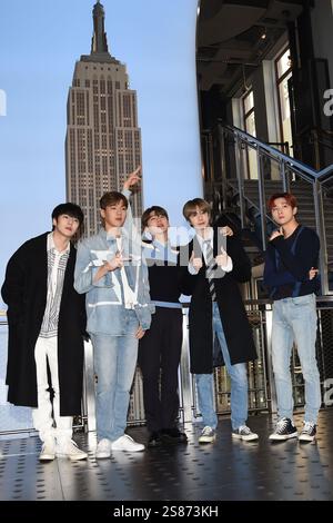 Monsta X at The Empire State Building on February 21, 2020 in New York ...