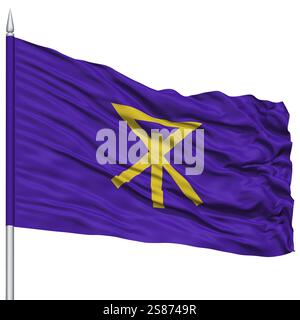 Osaka Capital City Flag on Flagpole, Flying in the Wind, Isolated on ...