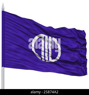 Isolated Sendai Flag, Capital of Japan Prefecture, Waving on White ...