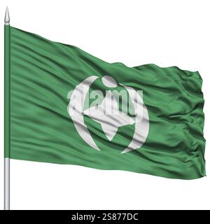 Isolated Chiba Flag, Capital of Japan Prefecture, Waving on White ...