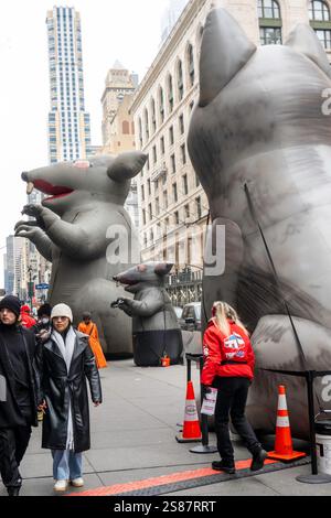 Scabby, a giant inflatable rat and huge Inflatable corporate Cat at a ...