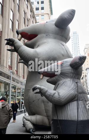 Scabby, a giant inflatable rat and huge Inflatable corporate Cat at a ...