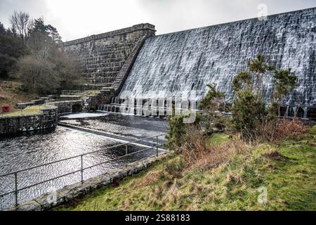 Fernworthy Reservoir Dam (1942). The reservoir feeds into Trenchford ...