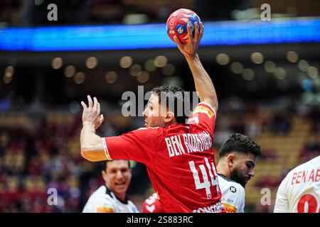 Wurf/Tor Mehdi Ben Romdhane (Schweiz, #44) DEN, Schweiz vs. Tunesien, Handball, IHF ...