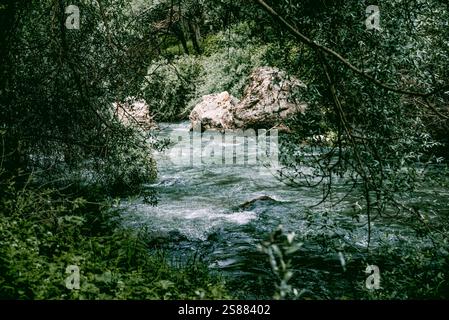 Cappadocia Turkey landscape of the river among the stones, fast flow of ...