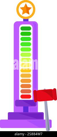 Carnival test game icon cartoon vector. Hammer strength. Striker tester ...