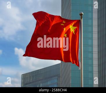 Shanghai, China. January 7, 2025. the flags of the People's Republic of ...