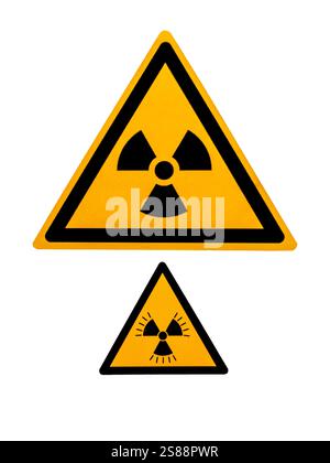 Illustration of radioactive warning triangle sign isolated on yellow ...