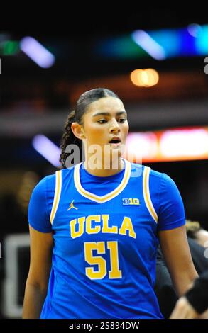 UCLA Bruins center Lauren Betts (51) shoots over UConn Huskies center ...