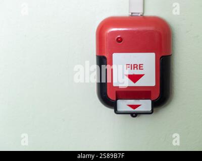 Red fire alarm call sensor alarms on the walls of shopping centers ...