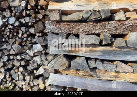 Brennholz,gestapelte Holzscheite,Holz,Holzstuecke, *** Firewood ...