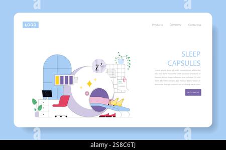 Sleepmaxxing concept. Modern sleep capsule with a comfortable pod for ...