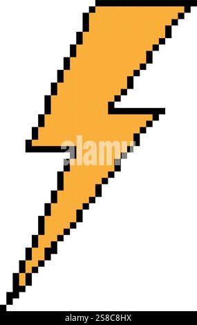 8 bit lightning bolt retro black silhouette icon. 8 bit battery charge ...