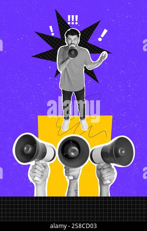 Poster sketch image artwork 3D photo collage of body language showing ...