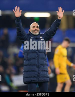 Chelsea manager Enzo Maresca salutes the fans following the UEFA ...