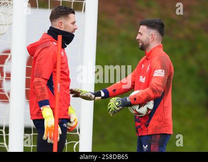 Rangers goalkeeper Liam Kelly (right) celebartes with goalkeeper Jack ...