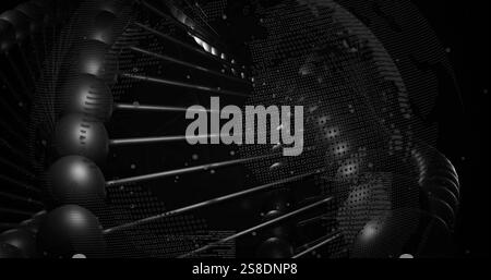 DNA strand and globe image, scientific data processing concept Stock ...