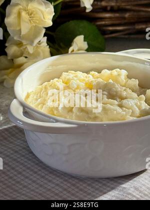Traditional rice porridge on milk with apples Stock Photo - Alamy