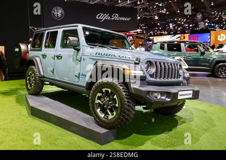 Jeep Wrangler Rubicon (2025) car at the Brussels Motor Show. Brussels ...