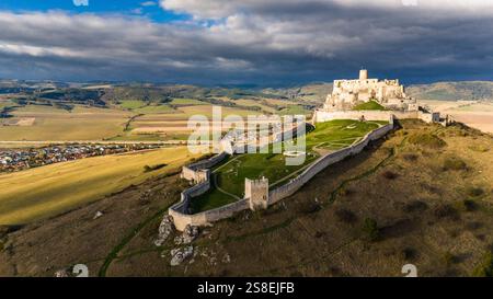 Aerial Perspective of Spis Castle in Slovakia: A Medieval Fortress in ...