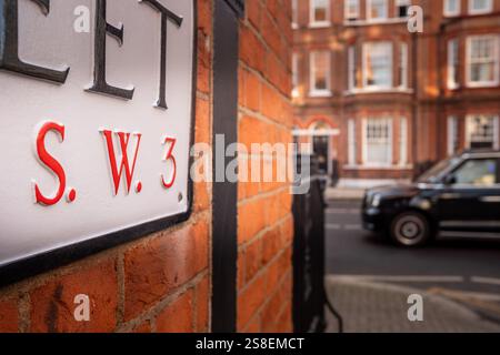 LONDON- JANUARY 14, 2025: SW3 postcode on sign in Royal Borough of ...